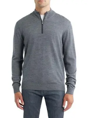 Johnnie-o Raynor Merino Wool Quarter Zip Sweater - Charcoal