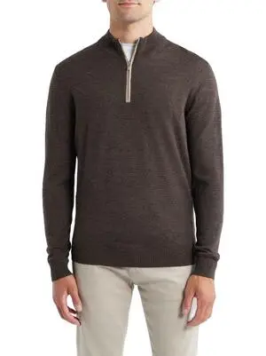 Johnnie-o Raynor Merino Wool Quarter Zip Sweater - Cocoa