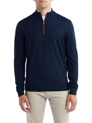 Johnnie-o Raynor Merino Wool Quarter Zip Sweater - Navy