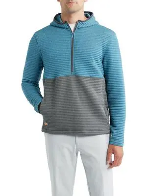 Johnnie-o Werner Rib Colorblock Half Zip Hoodie Mercury