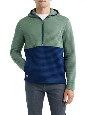 Johnnie-o Werner Rib Colorblock Half Zip Hoodie - Navy