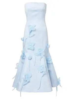 Remain Birger Christensen Floral-appliqué Strapless Gown - Blue