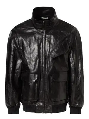 Auralee Leather Blouson Jacket - Black