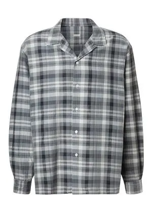 A.PRESSE Checked Silk And Linen Shirt - Blue