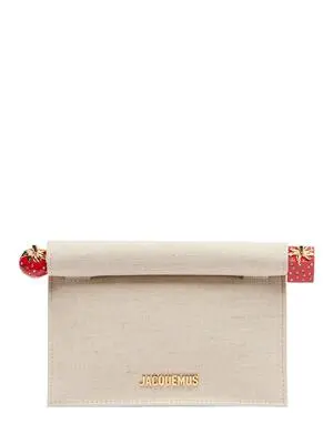 Jacquemus Rond Carré Canvas Clutch - Beige