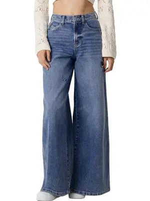 FLORENCE BY MILLS Total Softie Heart Wide-leg Jeans - Med Wash