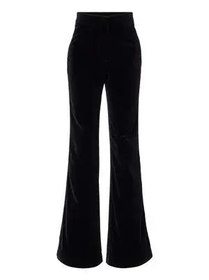 Costarellos Cotton Velvet Wide-leg Trousers - Black