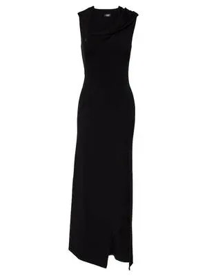 MUGLER Asymmetric Jersey Gown - Black