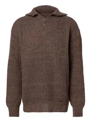 MAISON MARGIELA Wool And Cotton Half-zip Sweater - Brown