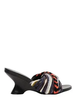Dries Van Noten Braided Wedge Mules - Black