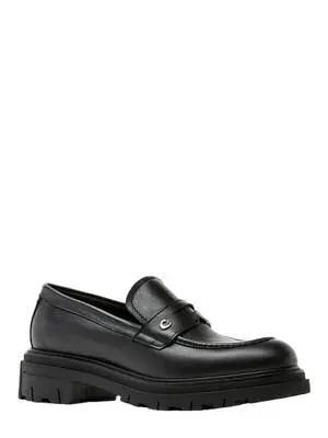 La Canadienne Waterproof Platform Penny Loafer - Black Leather