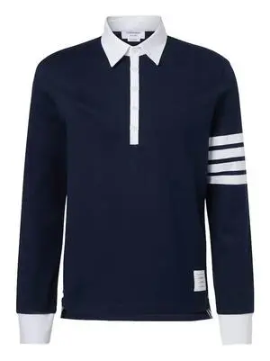 Thom Browne 4-bar Cotton Jersey Polo Sweater - Blue