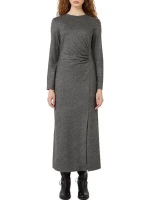 Max Mara Decano Ruched Long Sleeve Maxi Dress - Dark Grey