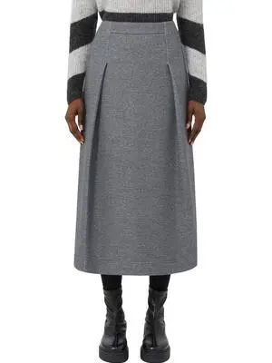 MM BY MAX MARA Netto Pleated Jersey Midi Skirt - Dark Grey
