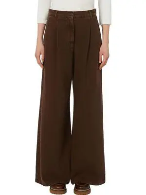 Max Mara Nanda Pleated Wide Leg Jeans - Chocolate