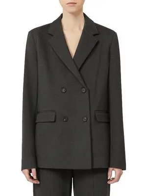 MM BY MAX MARA Virgus Double-breasted Jersey Blazer - Dark Grey