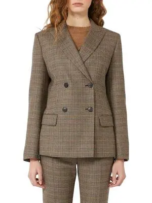 Max Mara Giove Plaid Double-breasted Blazer - Chocolate