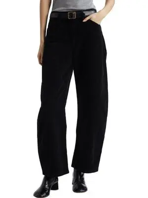 NILI LOTAN Tribeca Barrel Leg Corduroy Trousers - Jet Black