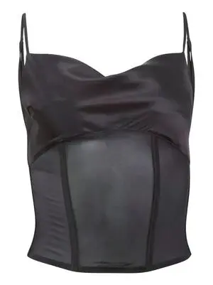 FLEUR DU MAL Fleur Du Mal Nora Satin-Paneled Corset Top