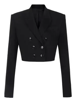 Elisabetta Franchi Double-breasted Cropped Jacket - Black