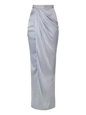 Elisabetta Franchi Draped Satin Maxi Skirt - Grey