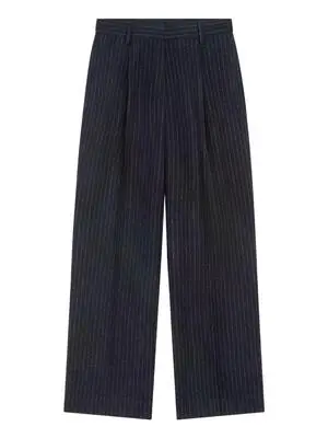 Dries Van Noten Pinstripe Wool Trousers - Blue