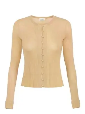 Elisabetta Franchi Ribbed Knit Cardigan - Neutrals