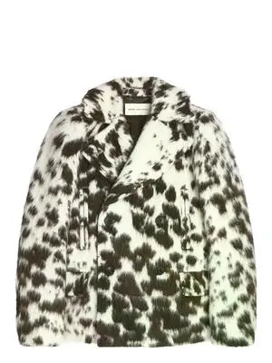 Dries Van Noten Cowhide-pattern Double-breasted Jacket - Brown