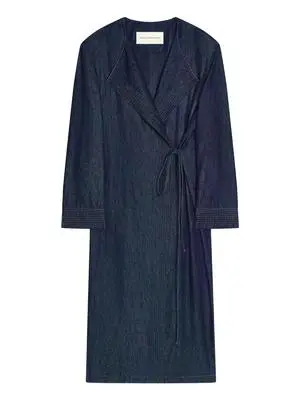 Dries Van Noten Wrap-tie Denim Coat - Blue