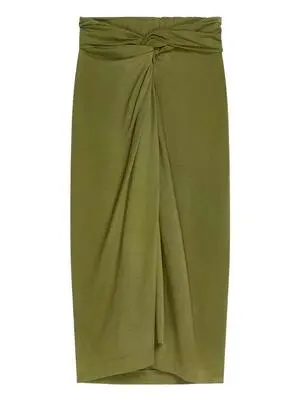 Dries Van Noten Knotted Jersey Midi Skirt - Green