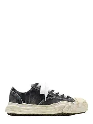 Mihara Yasuhiro Hank Bleach-denim Low-top Sneakers - Black