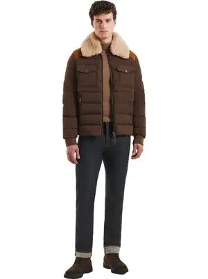 Rudsak Aviator Quilted Jacket With Shearling Collar - Brown