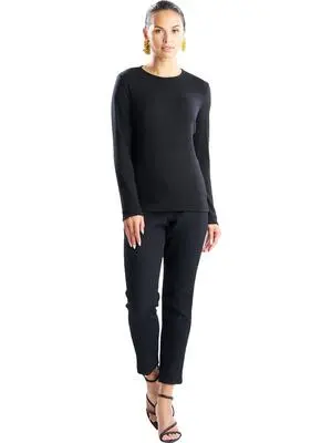Natori Layering Jersey Long Sleeve Crew Neck - Black