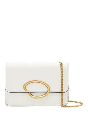Oscar De La Renta Leather Shoulder Bag With Chain Strap - Gold
