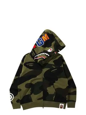 A BATHING APE 1st Camo Shark Full Zip Hoodie - Green