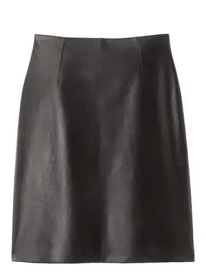 Lafayette 148 New York Nappa Lambskin Leather Mini Skirt - Black