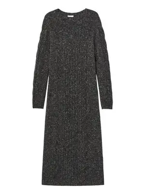 Lafayette 148 New York Cashmere Donegal Cable Knit Sweater Dress - Graphite Multi
