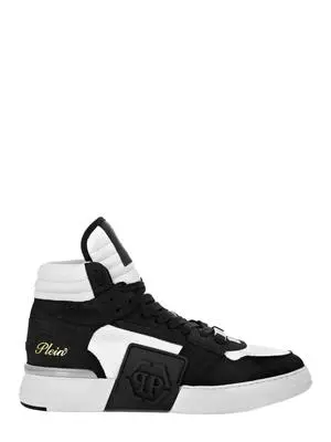 Philipp Plein Phantom Kicks Mid-top Leather Sneakers - Black