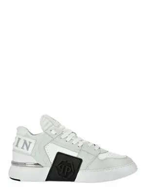 Philipp Plein Phantom Kicks Crocodile-effect Sneakers - White