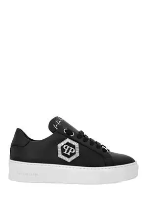 Philipp Plein Logo-plaque Leather Sneakers - Black