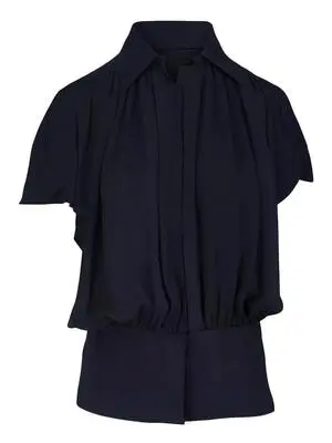 LANVIN Pleated-Panel Short-Sleeve Top