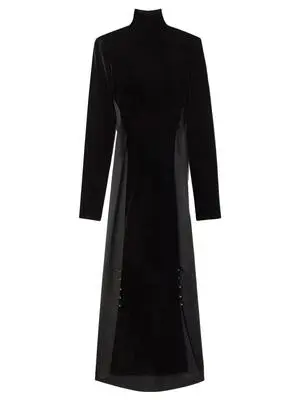 LANVIN Velvet High-neck Midi Dress - Black