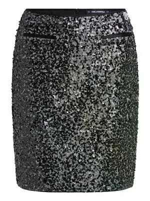 KARL LAGERFELD Herringbone Sequin Skirt
