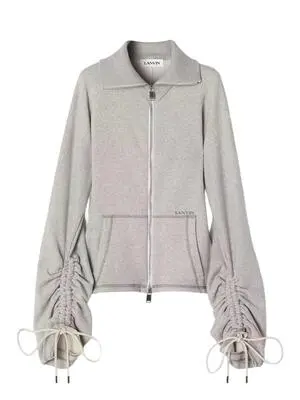 LANVIN Cotton Gathered-cuff Jacket - Grey