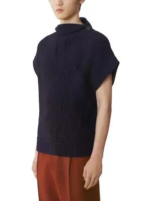 LANVIN High-neck Diamond-pattern Sweater - Blue