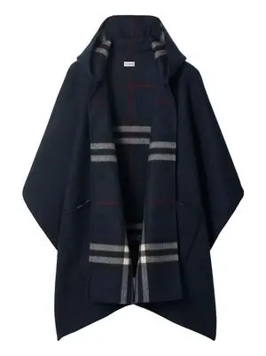 Burberry Cashmere Hooded Cape - Ink Blue