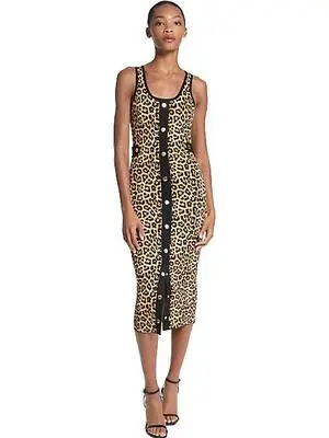 Michael Kors Leopard Print Tank Midi Dress - Brown