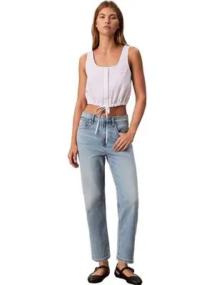 Calvin Klein Cropped High Rise Straight Jeans - Catalina
