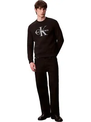 Calvin Klein Monologo Fleece Crewneck Sweatshirt - Black