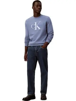 Calvin Klein Monologo Fleece Crewneck Sweatshirt - Dusty Sailor Blue